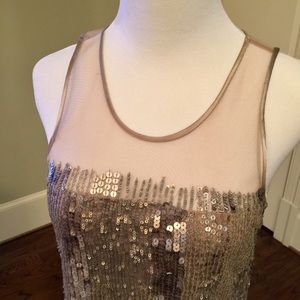 Parker | Tops | Parker Metallic Sequin Tank With Sheer Upper Small ...